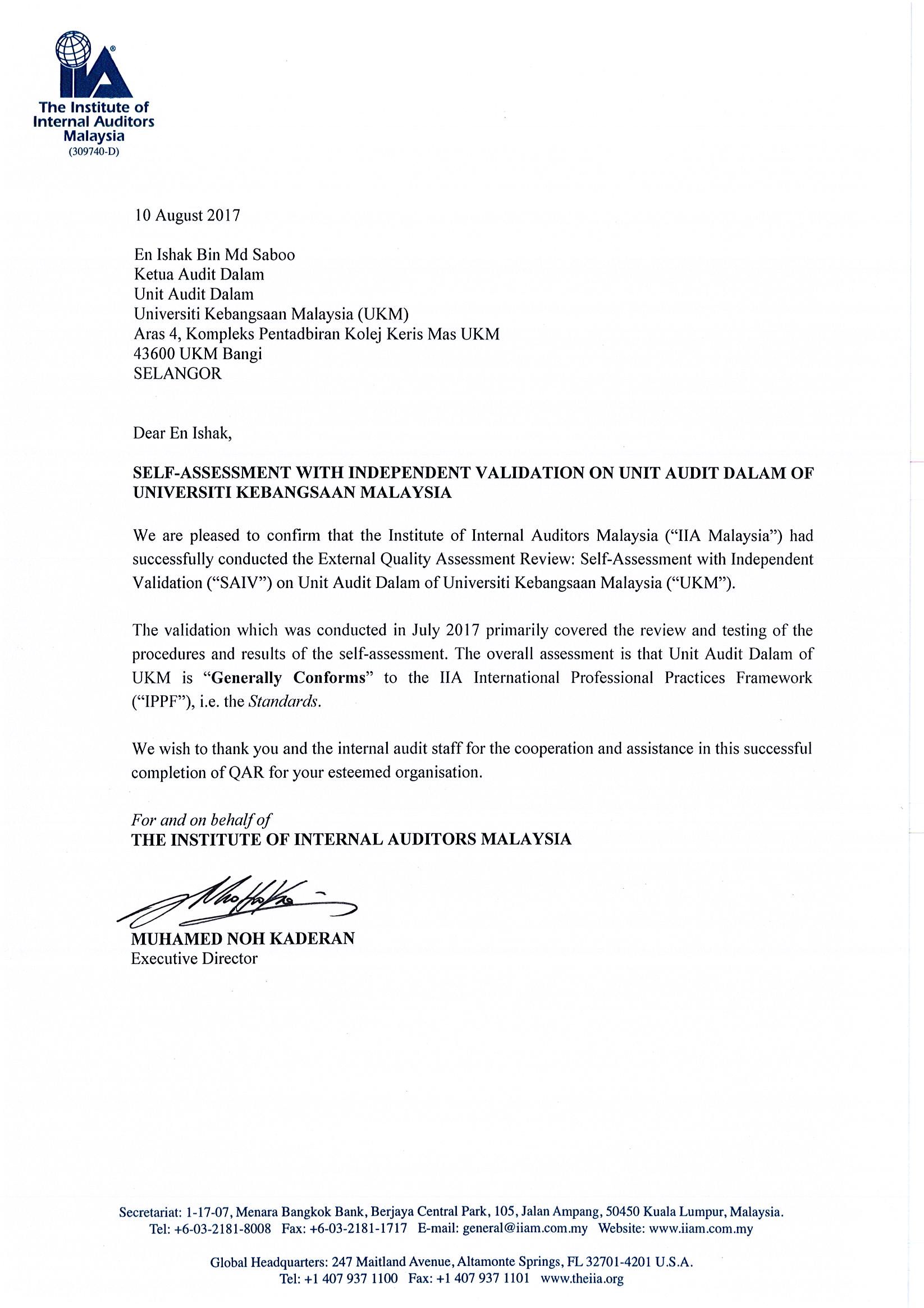 Persijilan QAR | Portal Rasmi Unit Audit Dalam UKM